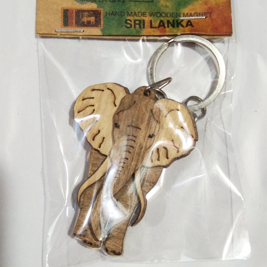 Key Wooden Tag Chain Handmade Elephant Key Chain Ring Ceylon Tuk Tuk ...