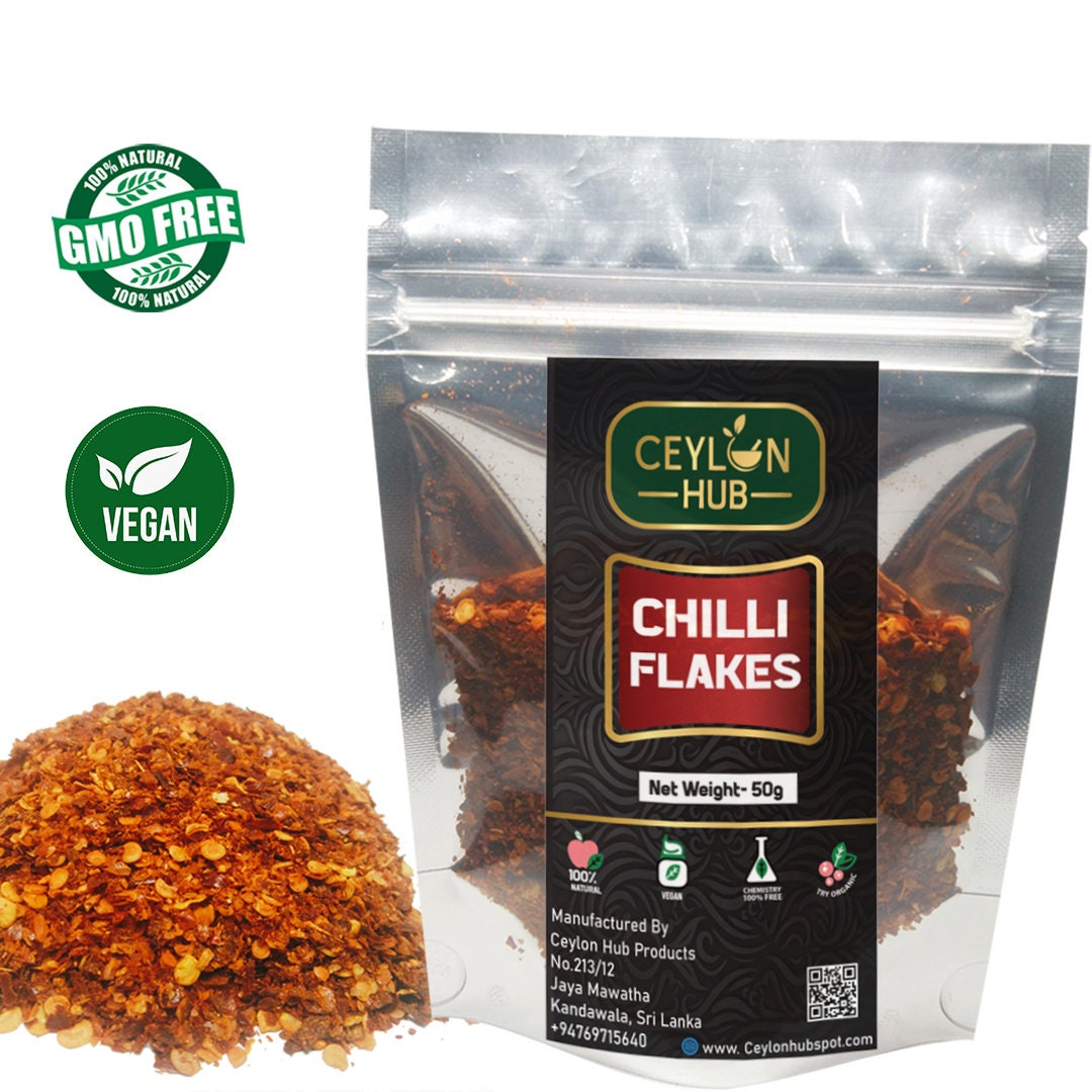 Organic Dried Crushed Red Chilli Flakes & Whole Pods Ceylon Best Spices ...