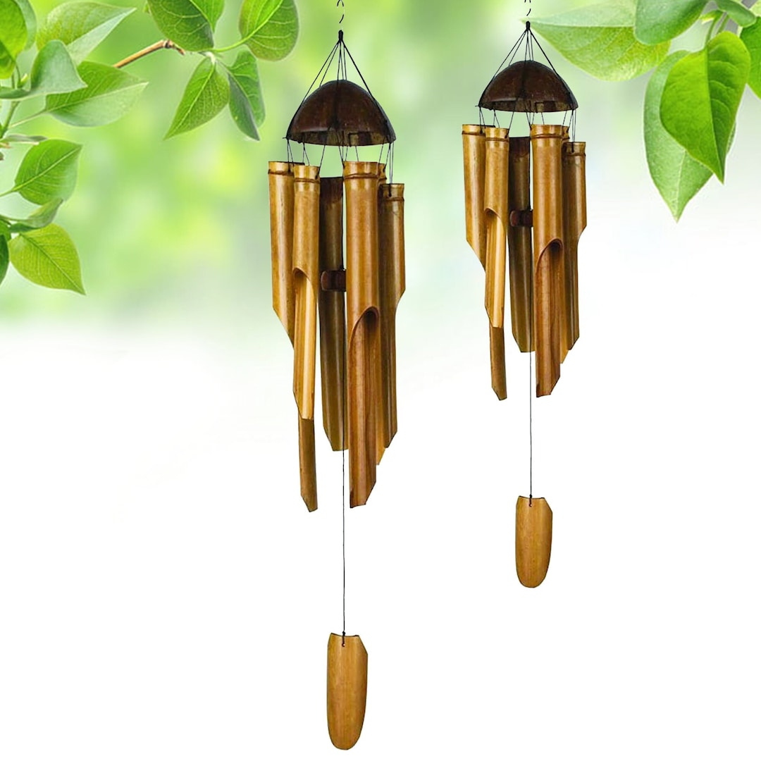 Wind Garden Chimes Décor Outdoor Large Bamboo With Coconut Shell ...