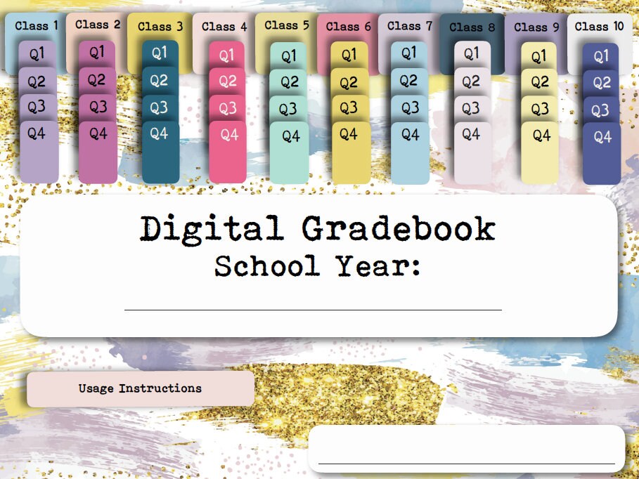 Digital Gradebook supersized // Paperless DOWNLOAD // for Use With ...