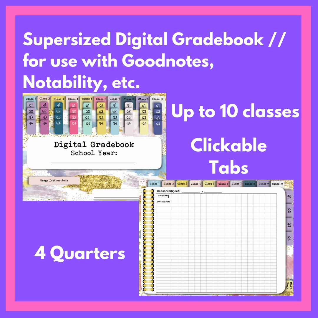 Digital Gradebook (supersized!) // Paperless DOWNLOAD // for Use With ...