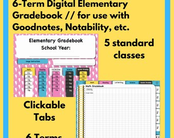 6-term Digital Gradebook / INSTANT DOWNLOAD / for Use With Goodnotes ...