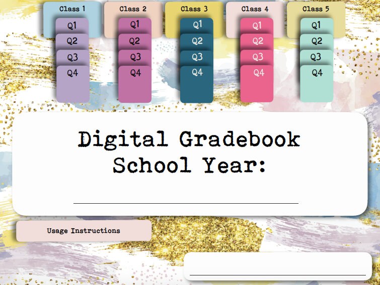 Gradebook Paperless Digital DOWNLOAD / Warm Pastels / for Use | Etsy