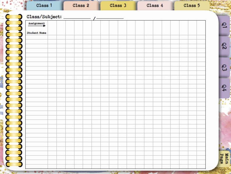 Gradebook Paperless Digital DOWNLOAD / Warm Pastels / for Use - Etsy