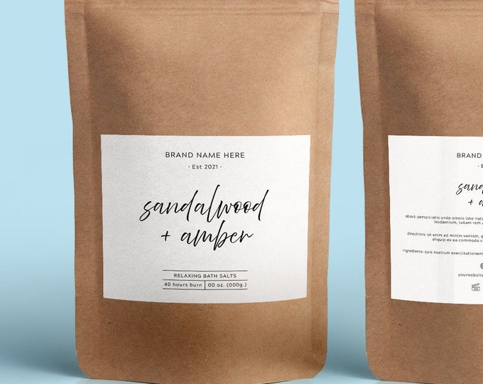 Stand up Pouch Label Template, Printable Tea or Coffee Pouch Packaging ...