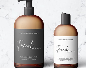 Body Wash Label Template Printable 8oz 16oz Boston Round Body - Etsy