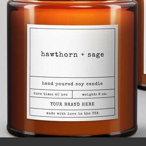 Candle Jar Label Template Printable Minimalist Candle Labels | Etsy