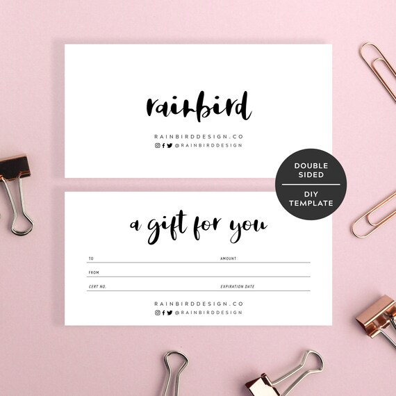 Gift Certificate Template Printable DIY Minimalist Gift | Etsy