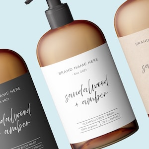 Pump Bottle Label Template Printable 8oz 16oz Boston Round | Etsy UK