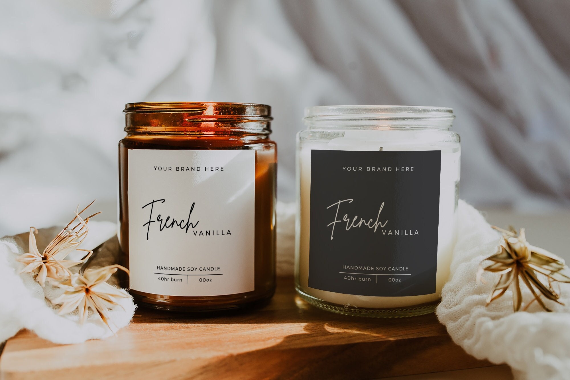 Candle Jar Label Template Printable Minimalist Square and | Etsy UK