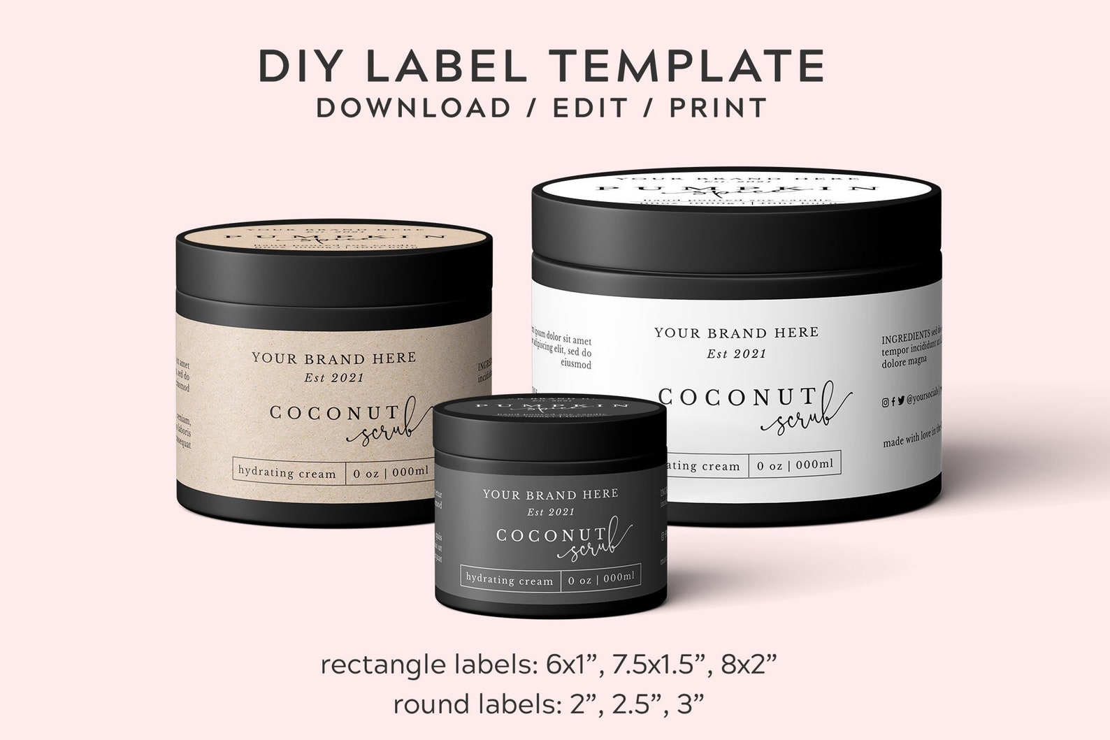 Editable Body Product Label Template Wrap Around Body Butter - Etsy