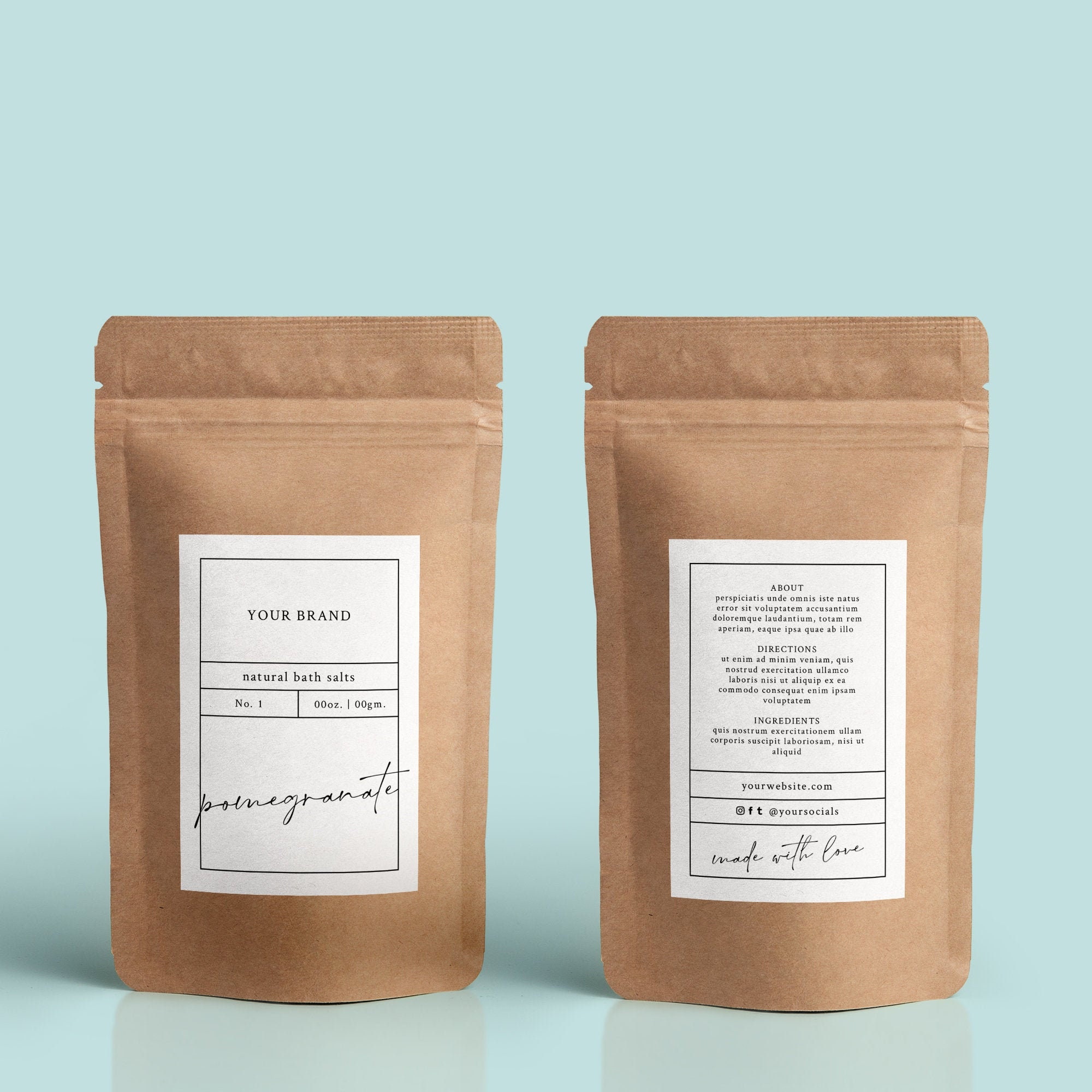 Stand up Pouch Label Template Printable Bath Salts Label - Etsy UK