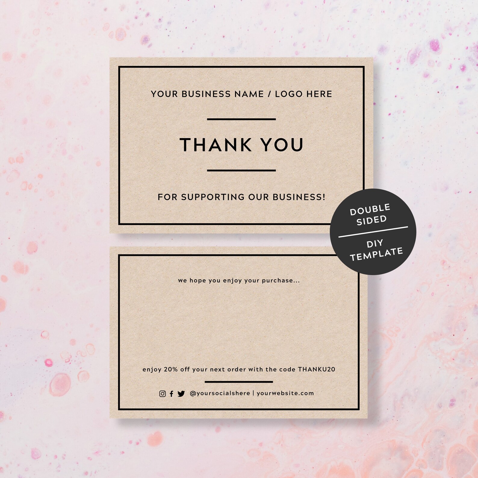 Thank You for Ordering Card Template Printable Thank You for - Etsy UK