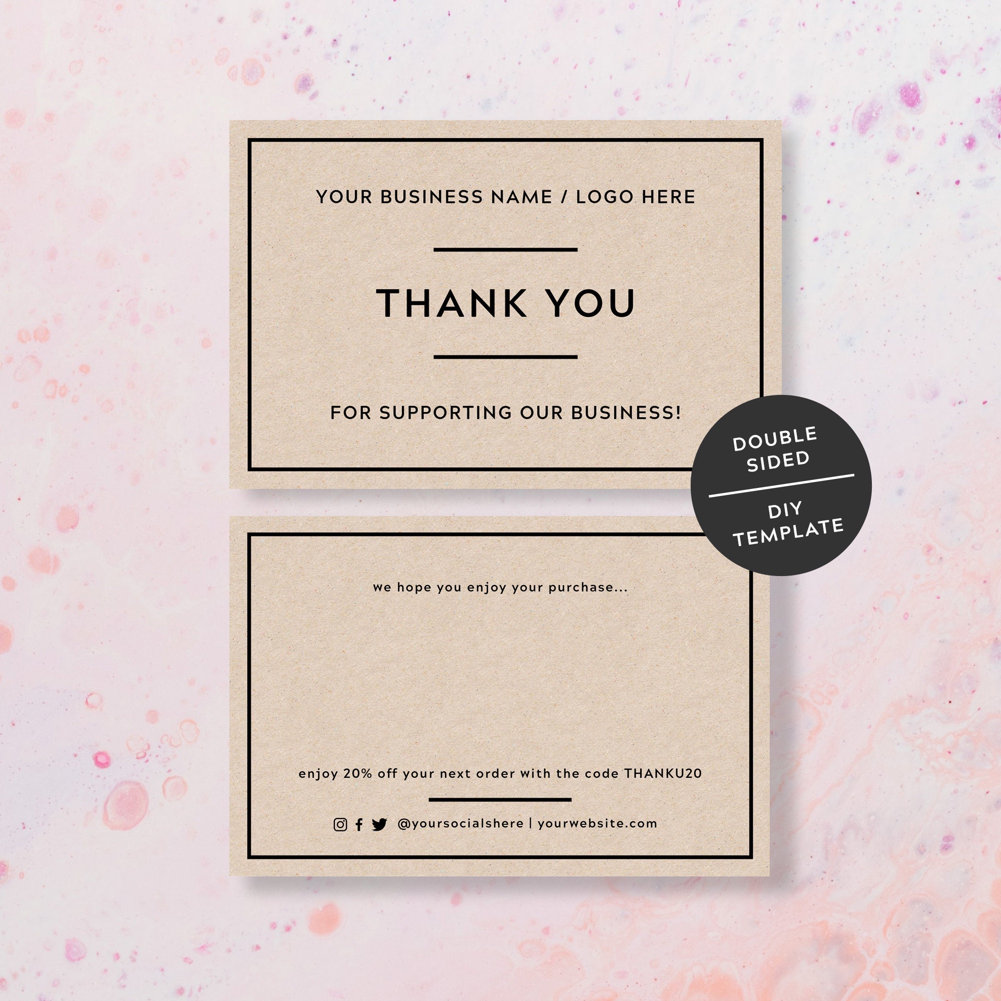 Thank You for Ordering Card Template Printable Thank You for - Etsy