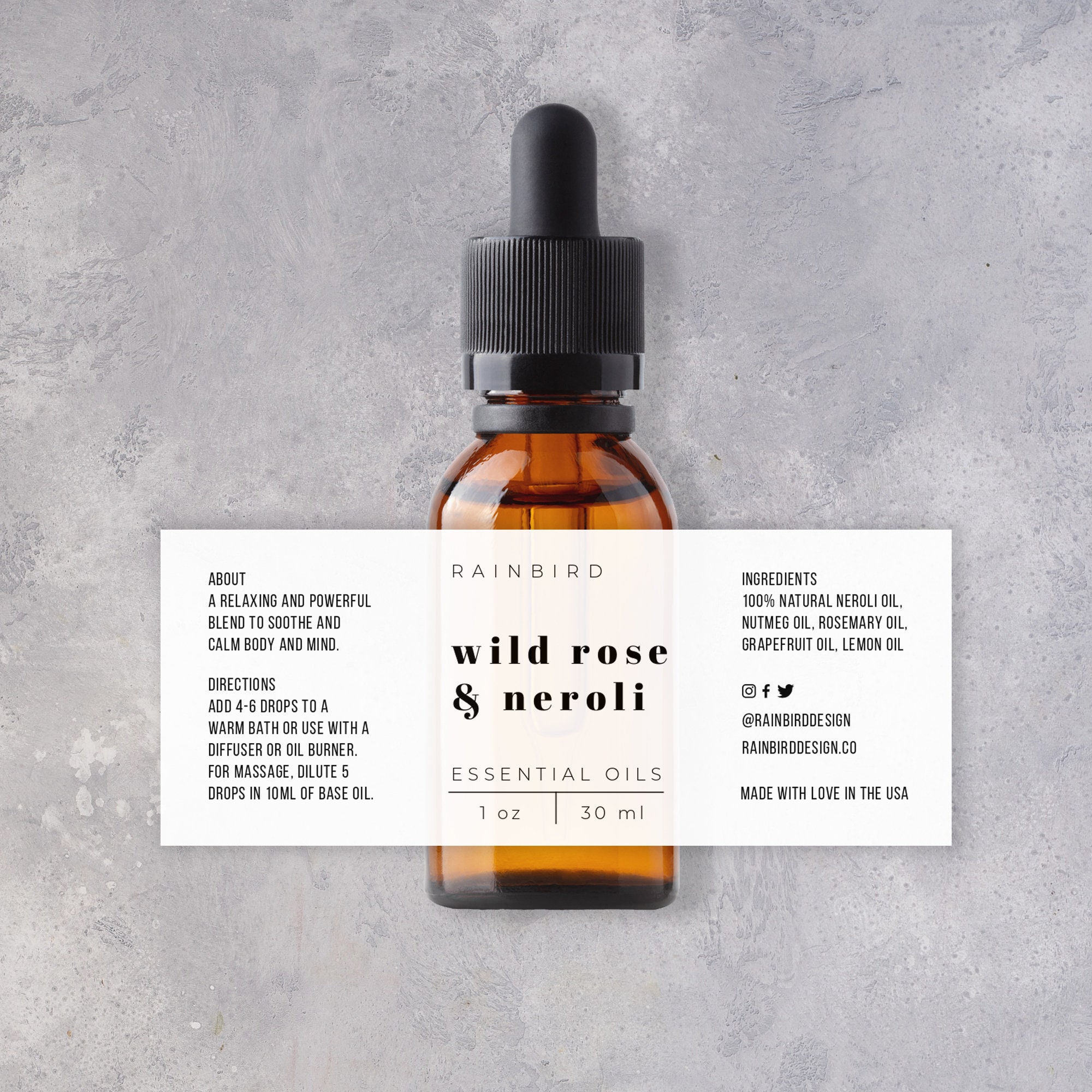 Essential Oil Bottle Labels Printable 1oz or 2 oz Dropper | Etsy
