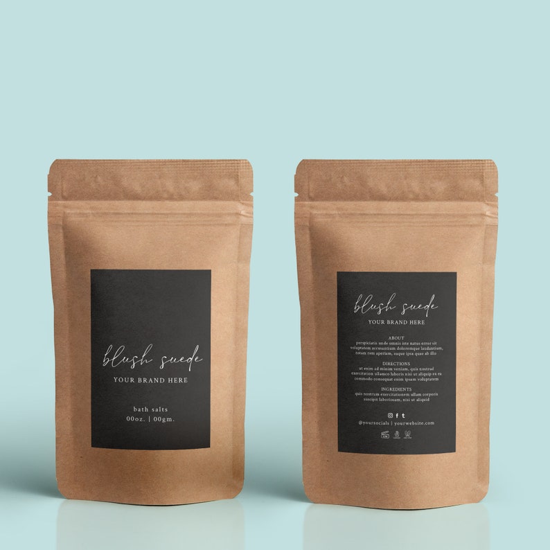 Bath Salts Label Template Printable Stand up Pouch Labels | Etsy