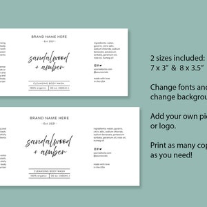 Pump Bottle Label Template Printable 8oz 16oz Boston Round - Etsy UK