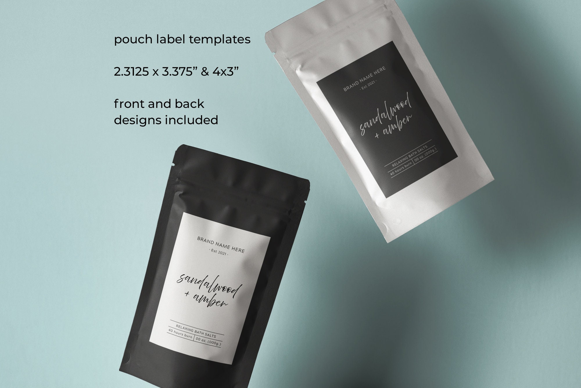 Stand up Pouch Label Template Printable Tea or Coffee Pouch - Etsy