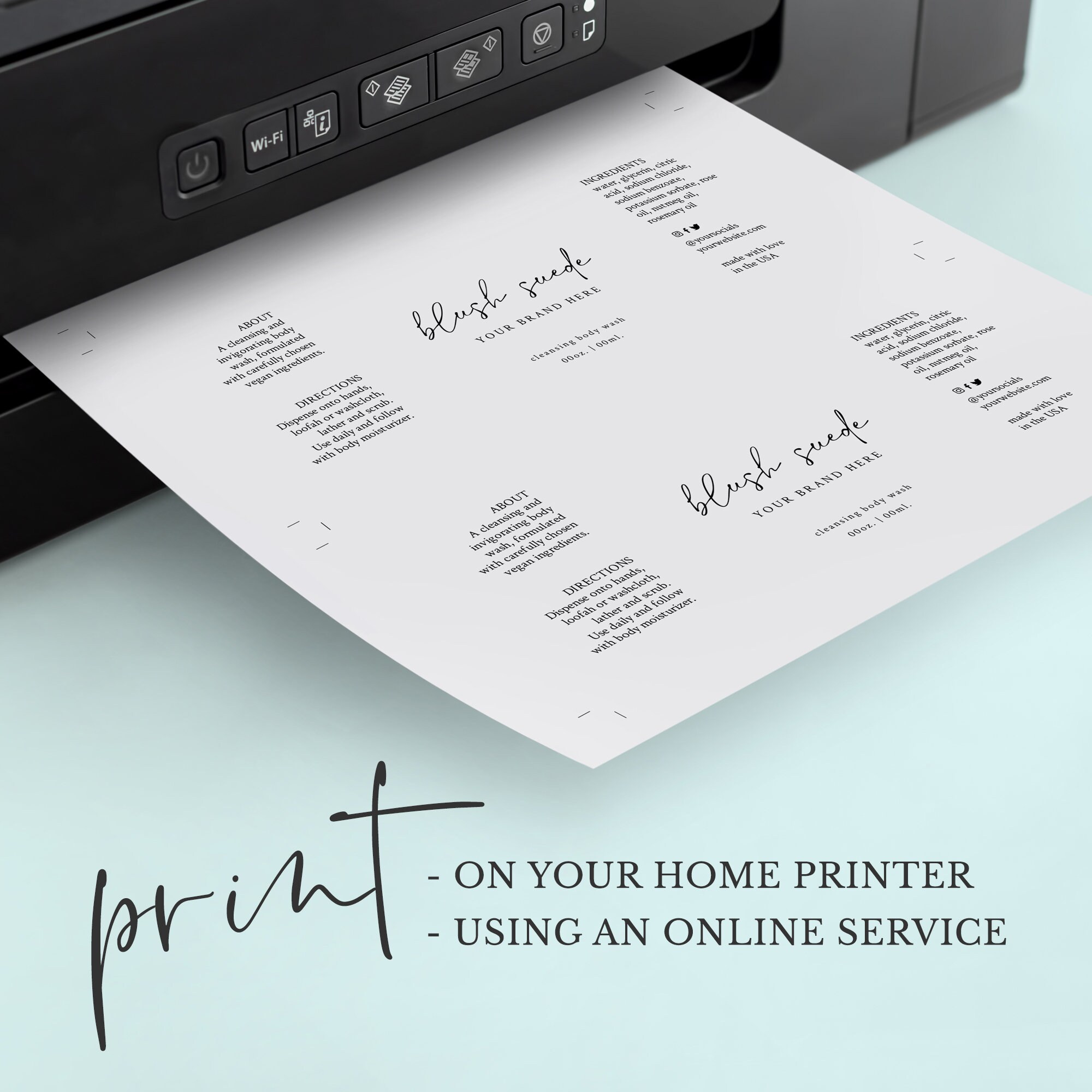 Body Wash Label Template Printable 8oz 16oz Boston Round Body - Etsy