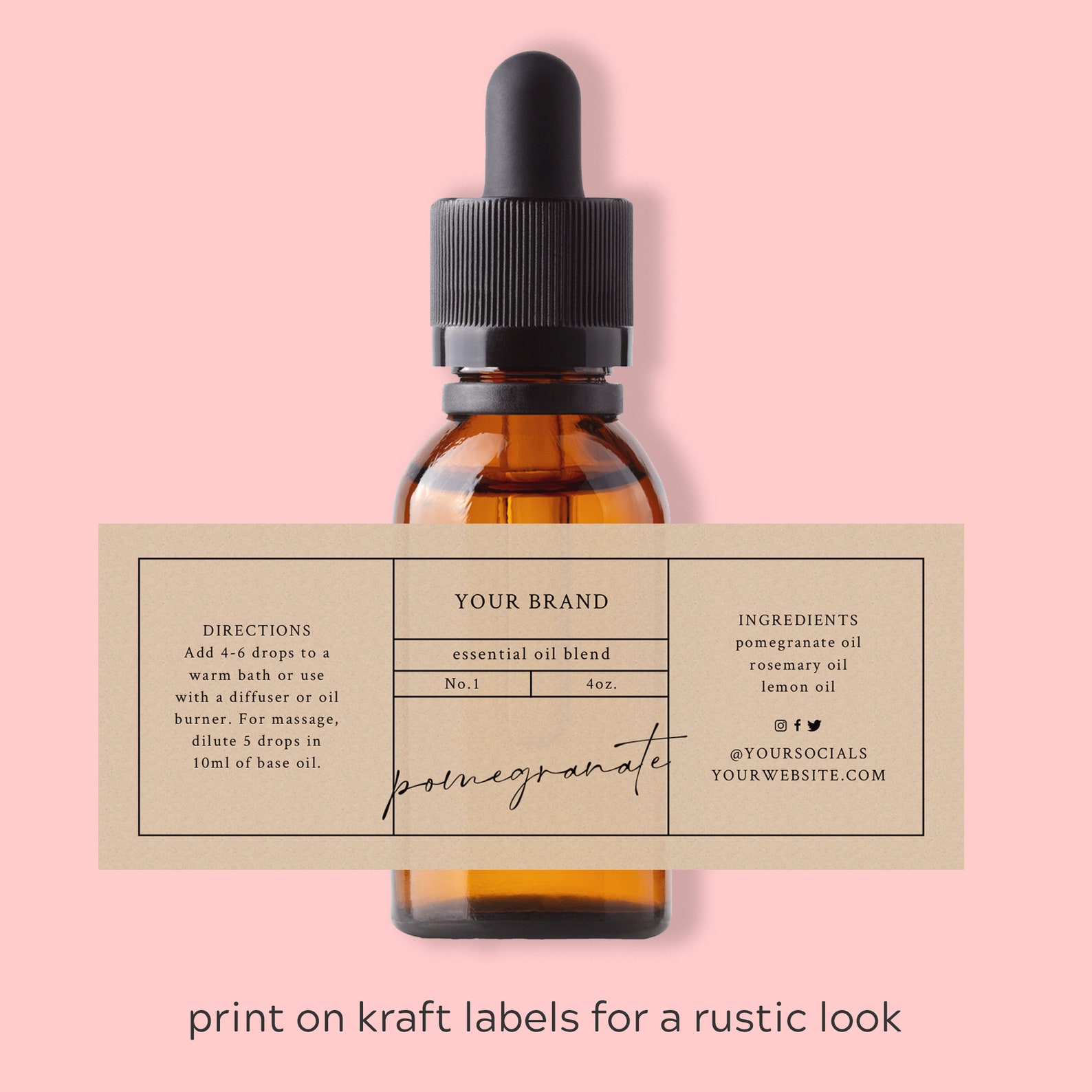 Essential Oil Dropper Bottle Label Template Printable | Etsy