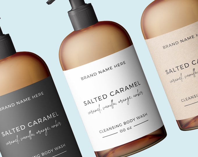Body Wash Label Template, Printable 8oz 16oz Boston Round Body Product ...