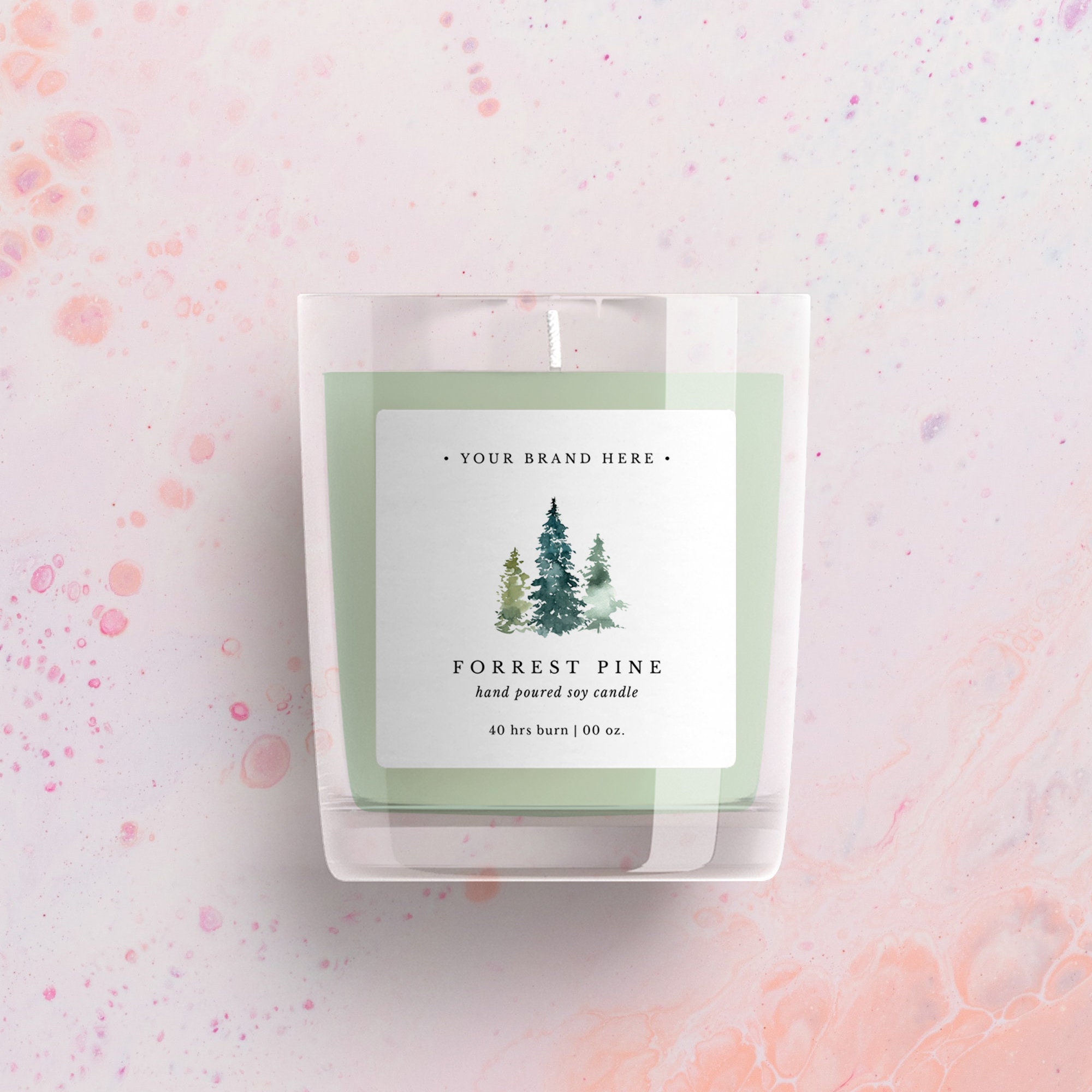 Paper & Party Supplies Templates Pine Trees Candle or Beauty Product ...