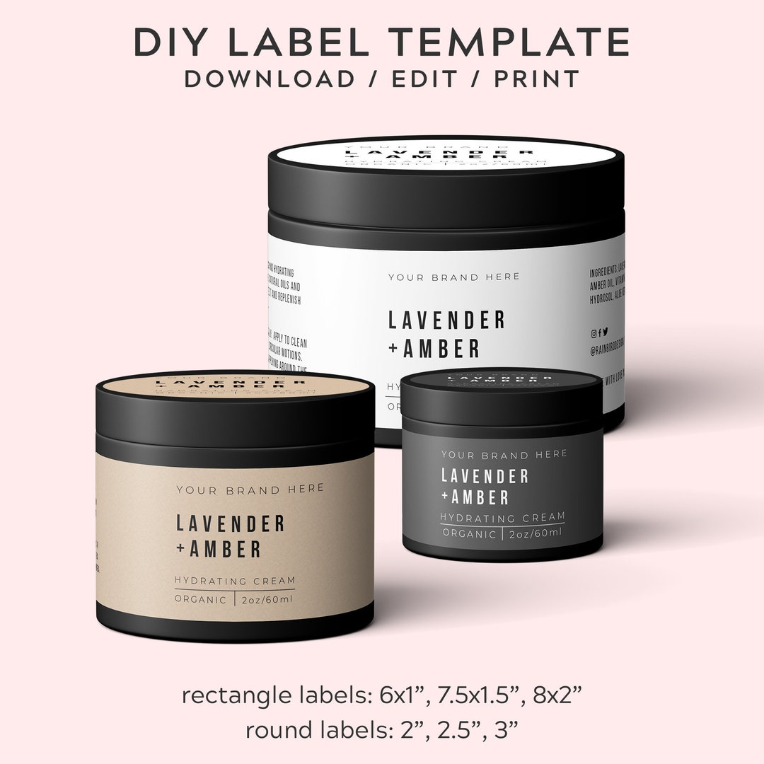 Jar Label Template, Printable Body Product Labels Instant Download, DIY ...