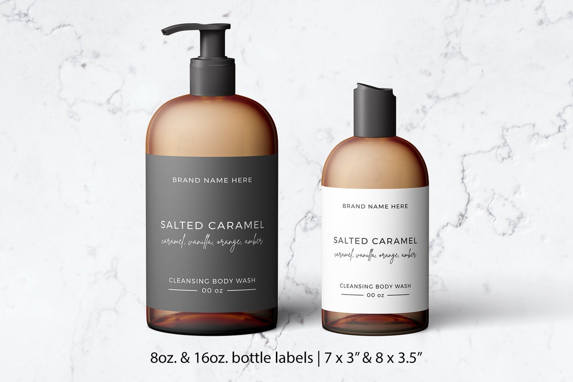Body Wash Label Template Printable 8oz 16oz Boston Round Body - Etsy