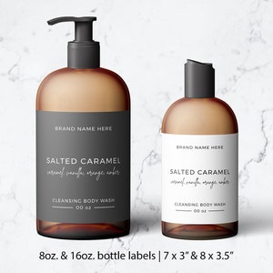 Body Wash Label Template, Printable 8oz 16oz Boston Round Body Product ...