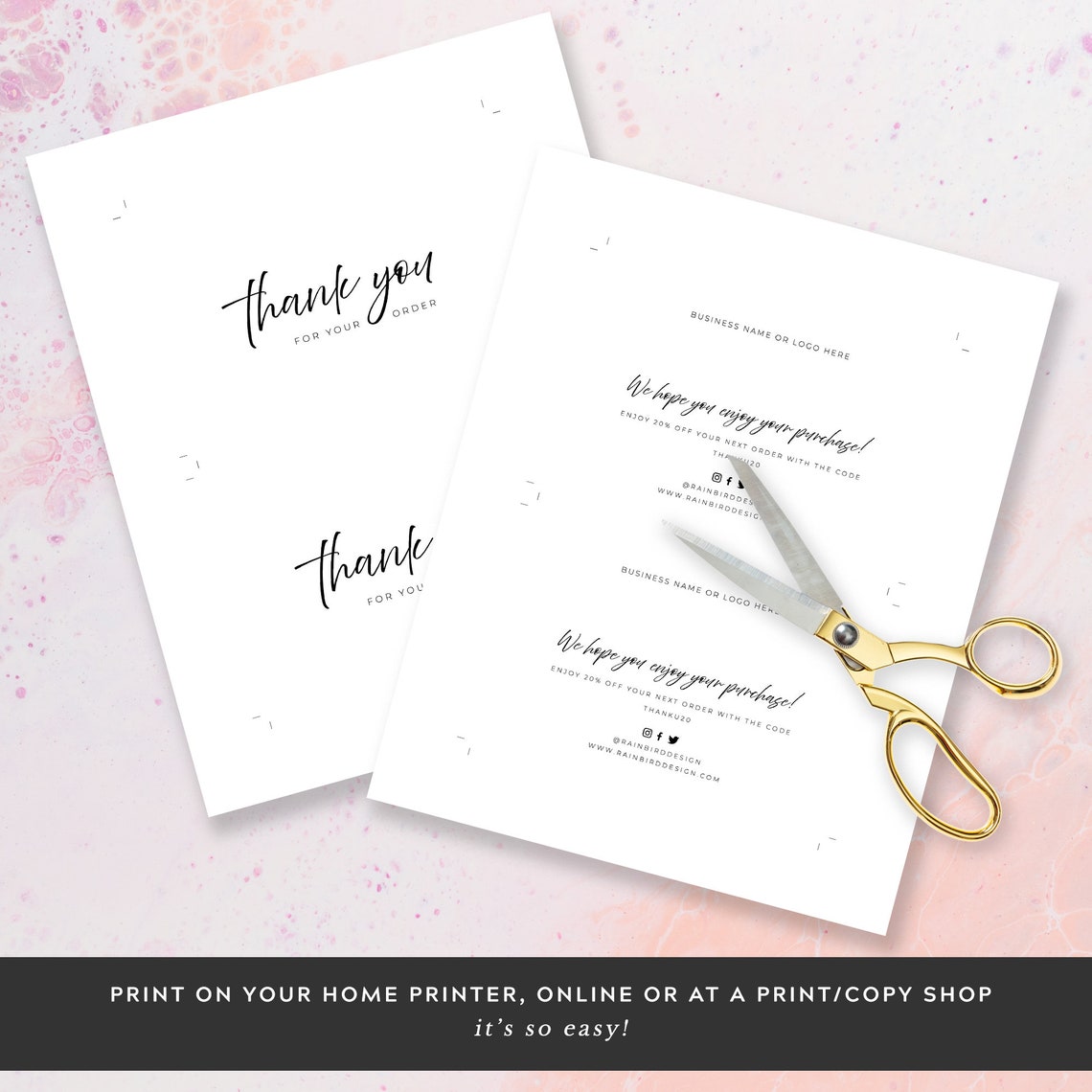 Thank You for Your Order Card Template Printable Business - Etsy