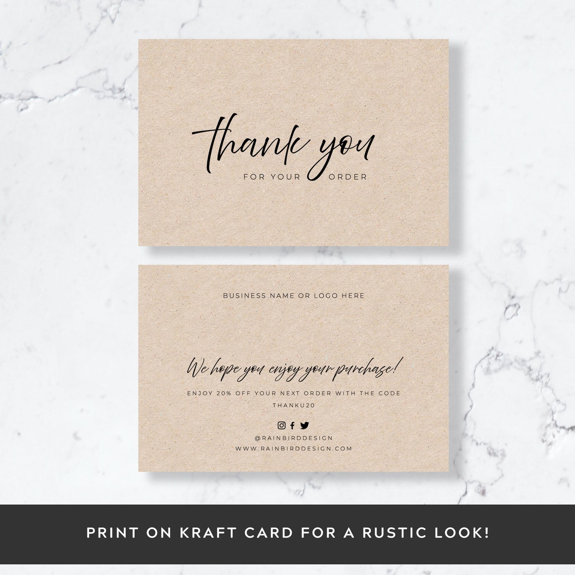 Thank You for Your Order Card Template Printable Business - Etsy