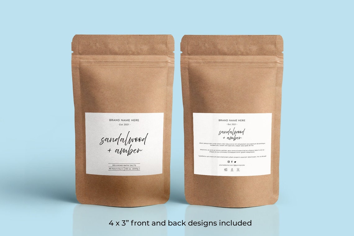 Stand up Pouch Label Template Printable Tea or Coffee Pouch - Etsy