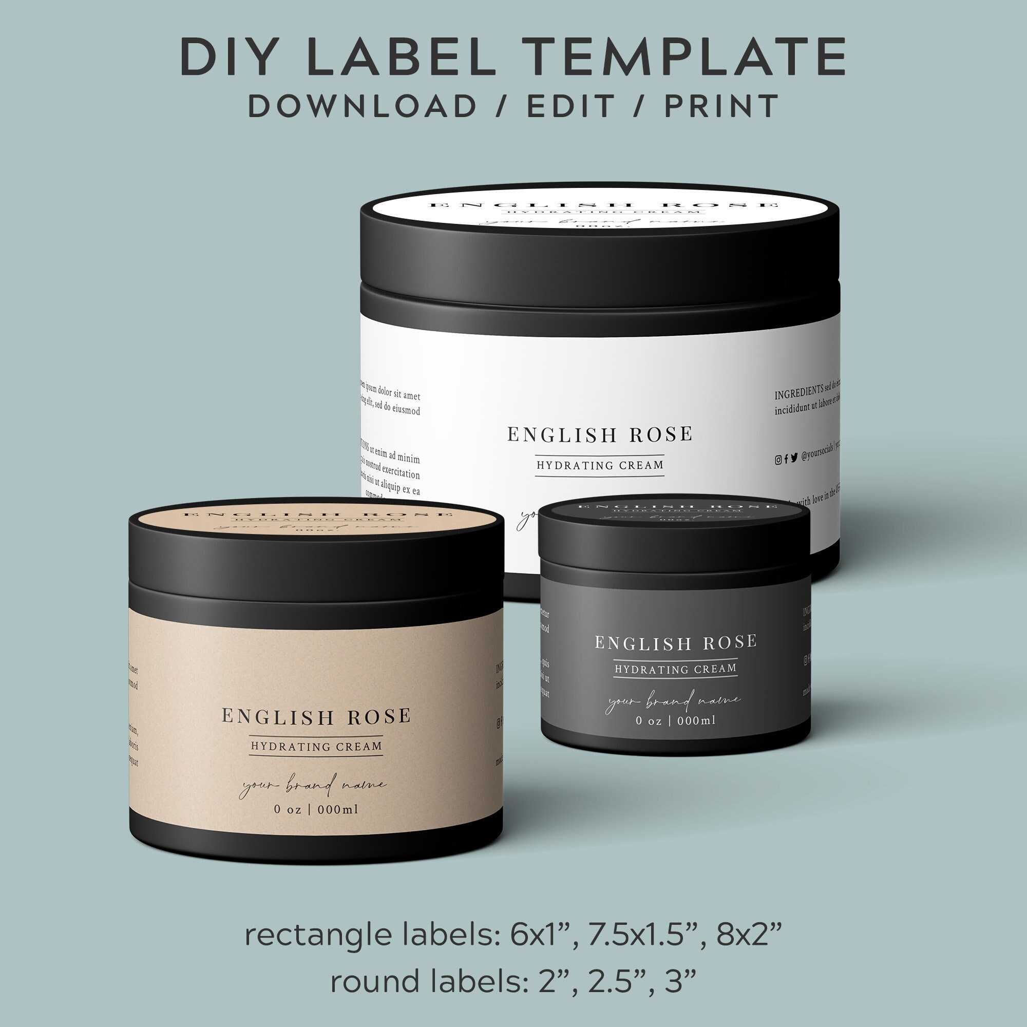 Body Product Labels Template Printable Wrap Around Jar Label - Etsy UK