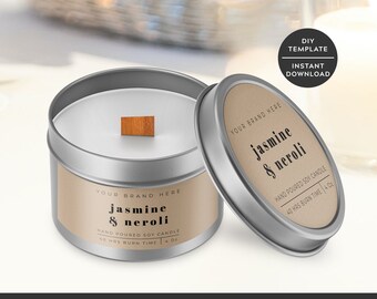 Candle Tin Labels Template Printable Minimalist Wrap Around - Etsy