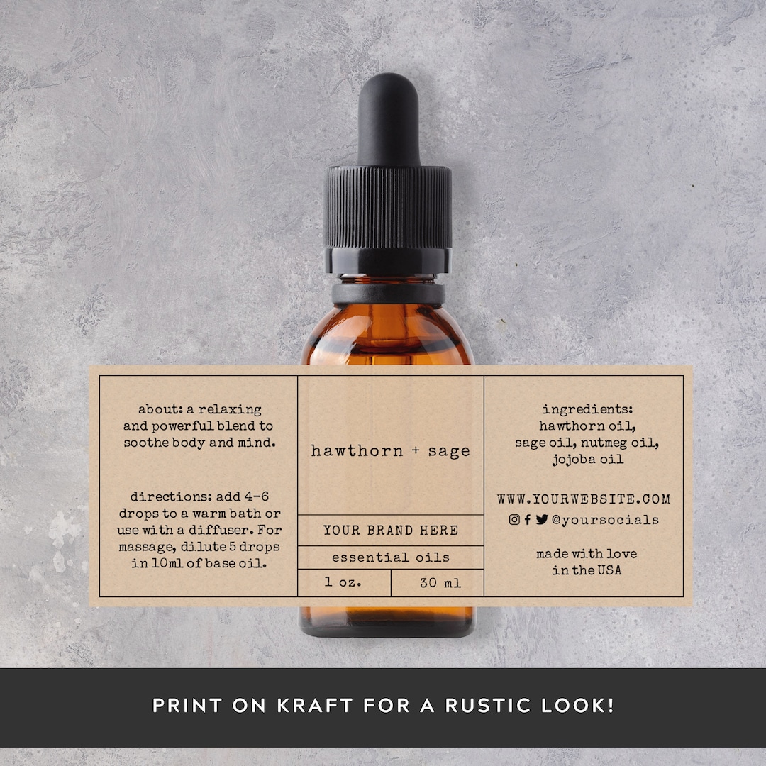 Essential Oil Bottle Labels Template, Printable Essential Oils Dropper ...