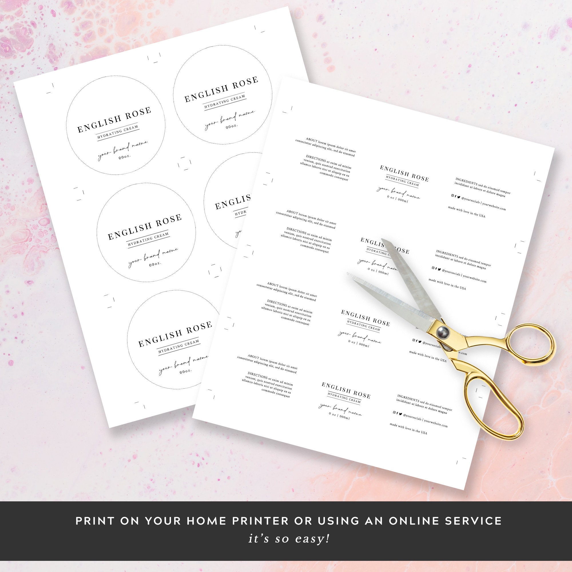 Body Product Labels Template Printable Wrap Around Jar Label - Etsy UK