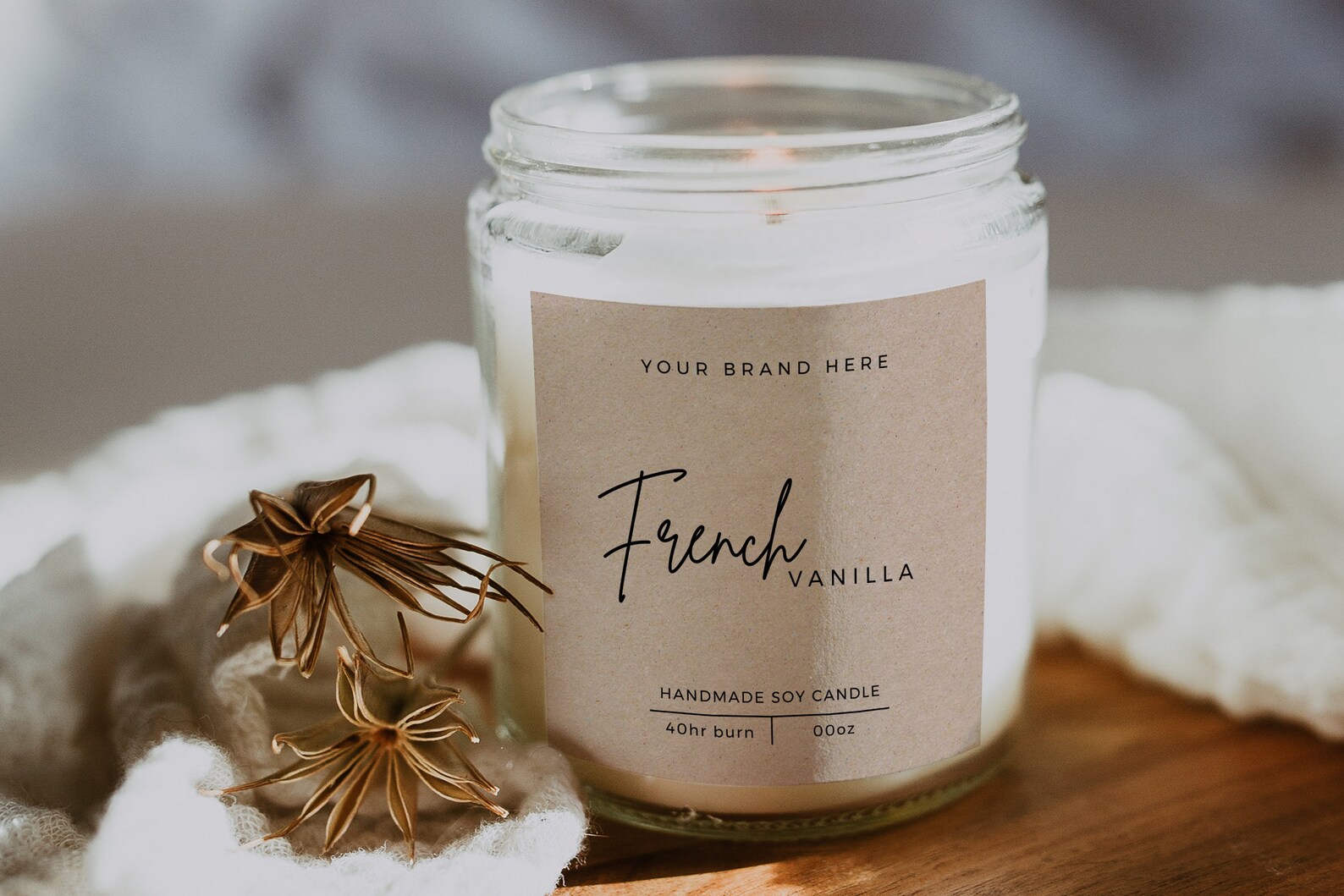 Candle Jar Label Template Printable Minimalist Square and | Etsy UK