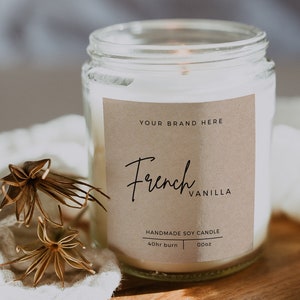 Candle Jar Label Template Printable Minimalist Square and - Etsy UK