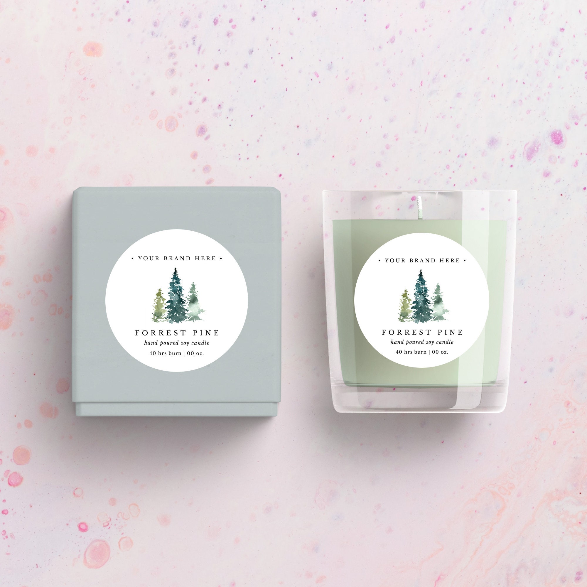 Paper & Party Supplies Templates Pine Trees Candle or Beauty Product ...