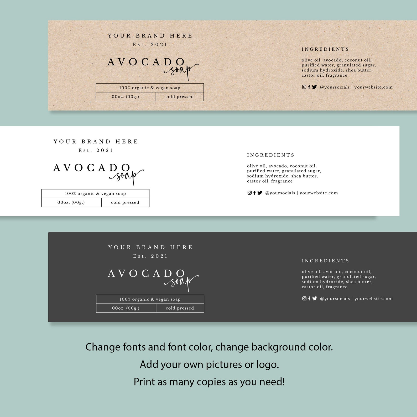 Soap Label Template Printable Soap Packaging and Labelling - Etsy