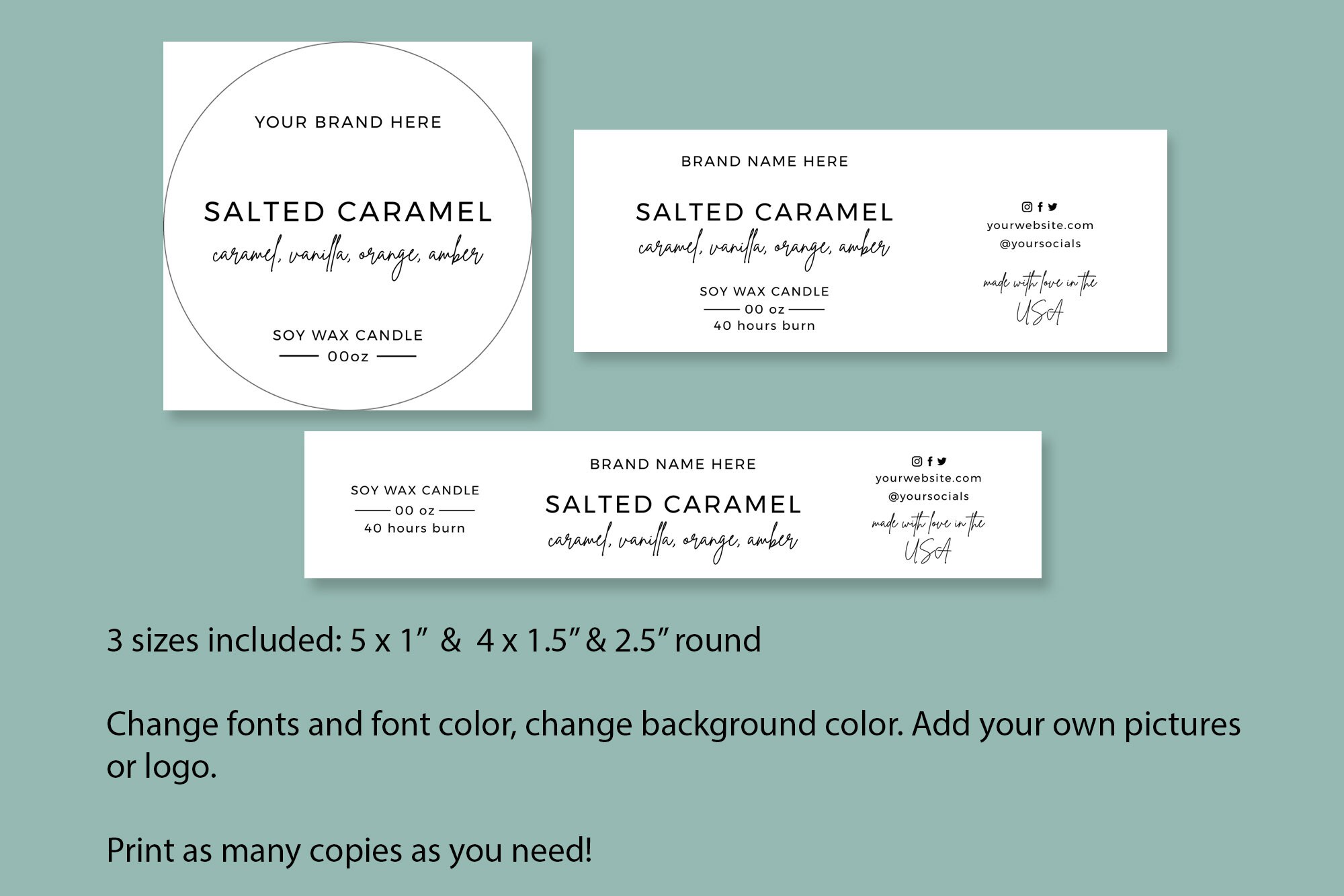 Candle Tin Label Template Printable Candle Jar Labels | Etsy