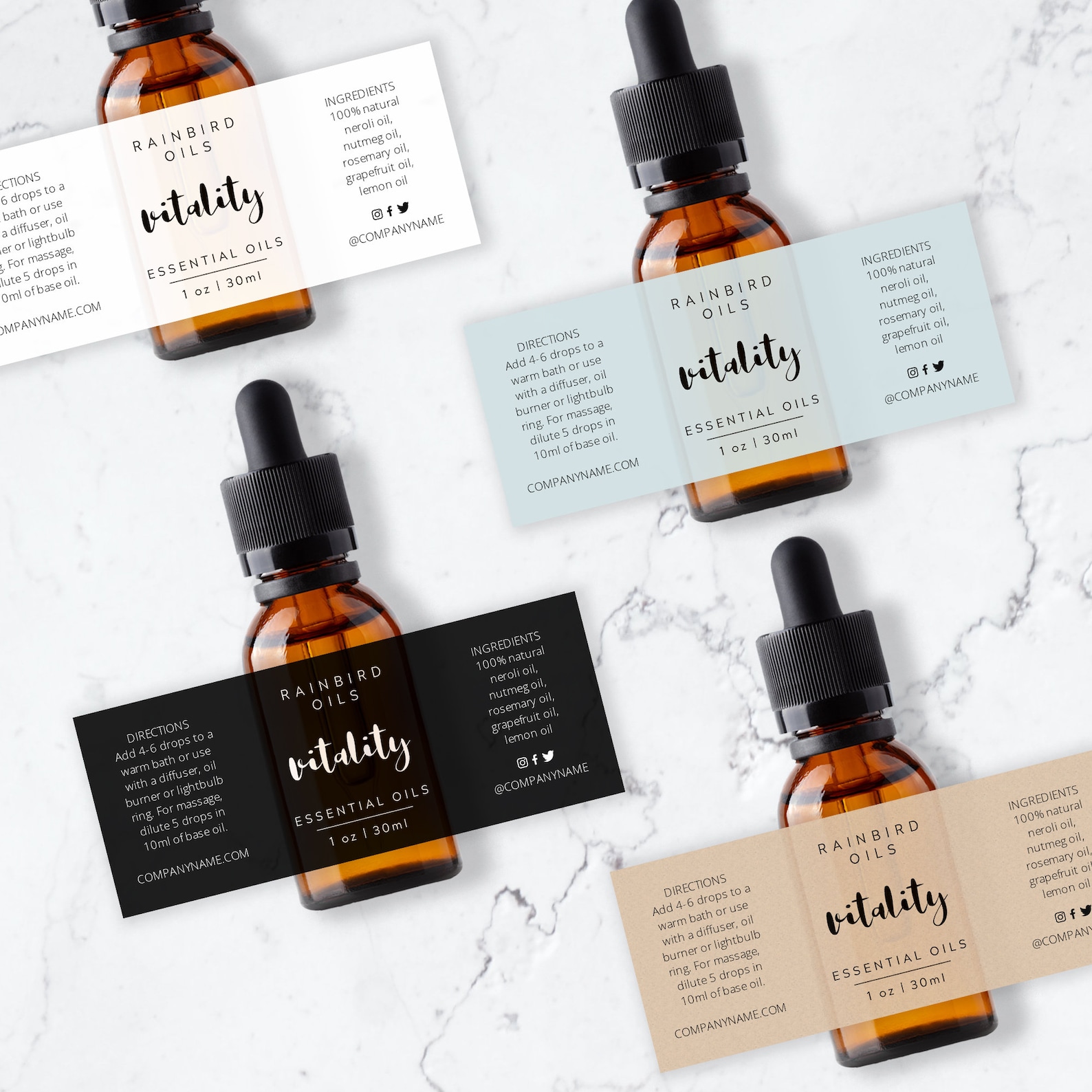 Essential Oil Bottle Label Template Printable 1oz or 2 Oz - Etsy