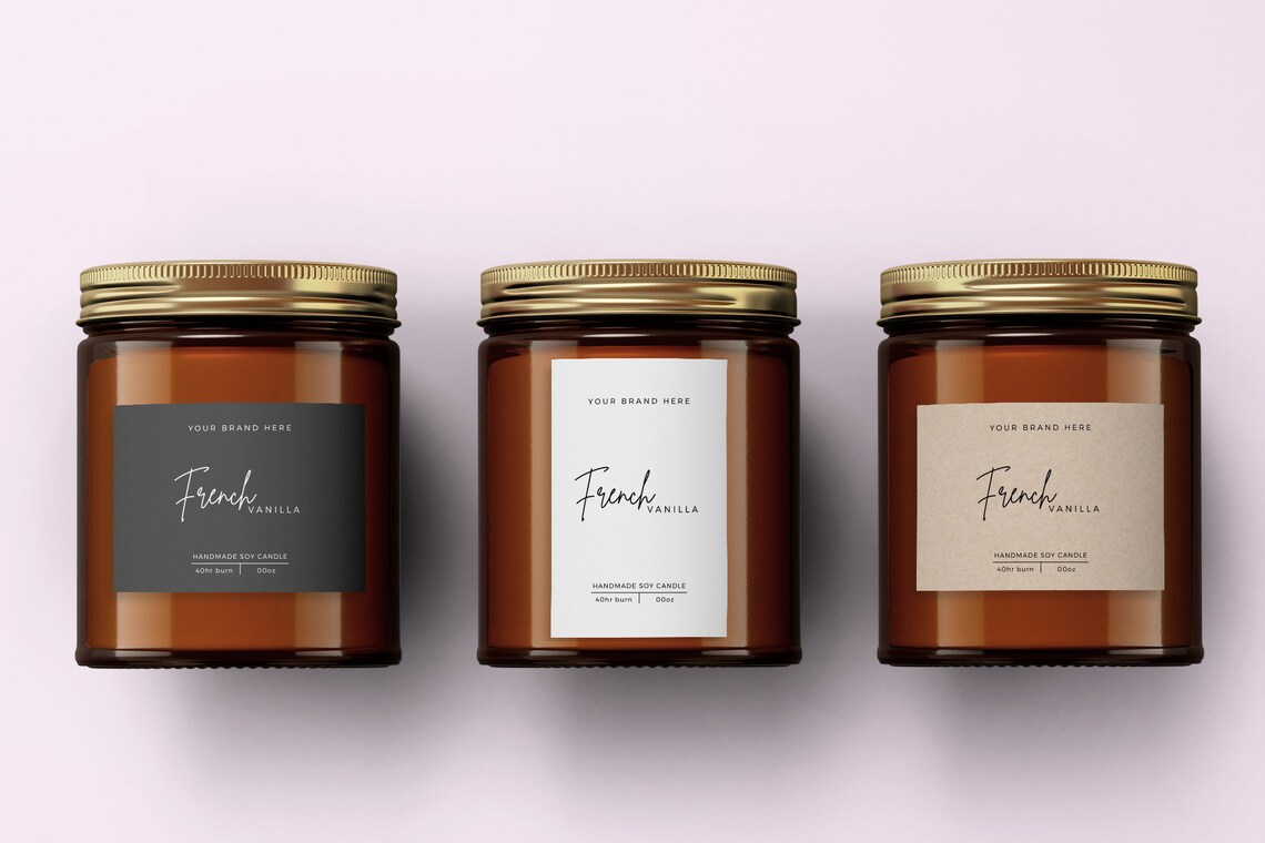 Candle Jar Label Template Printable Minimalist Square and - Etsy UK