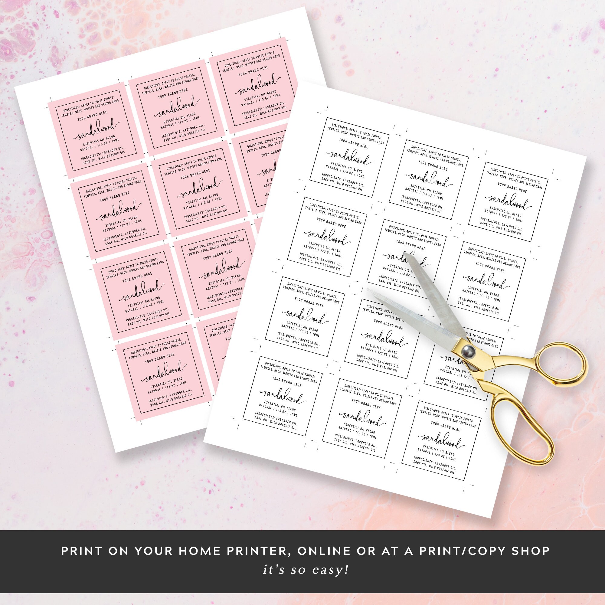 Essential Oils Label Template Printable Essential Oil Roller | Etsy