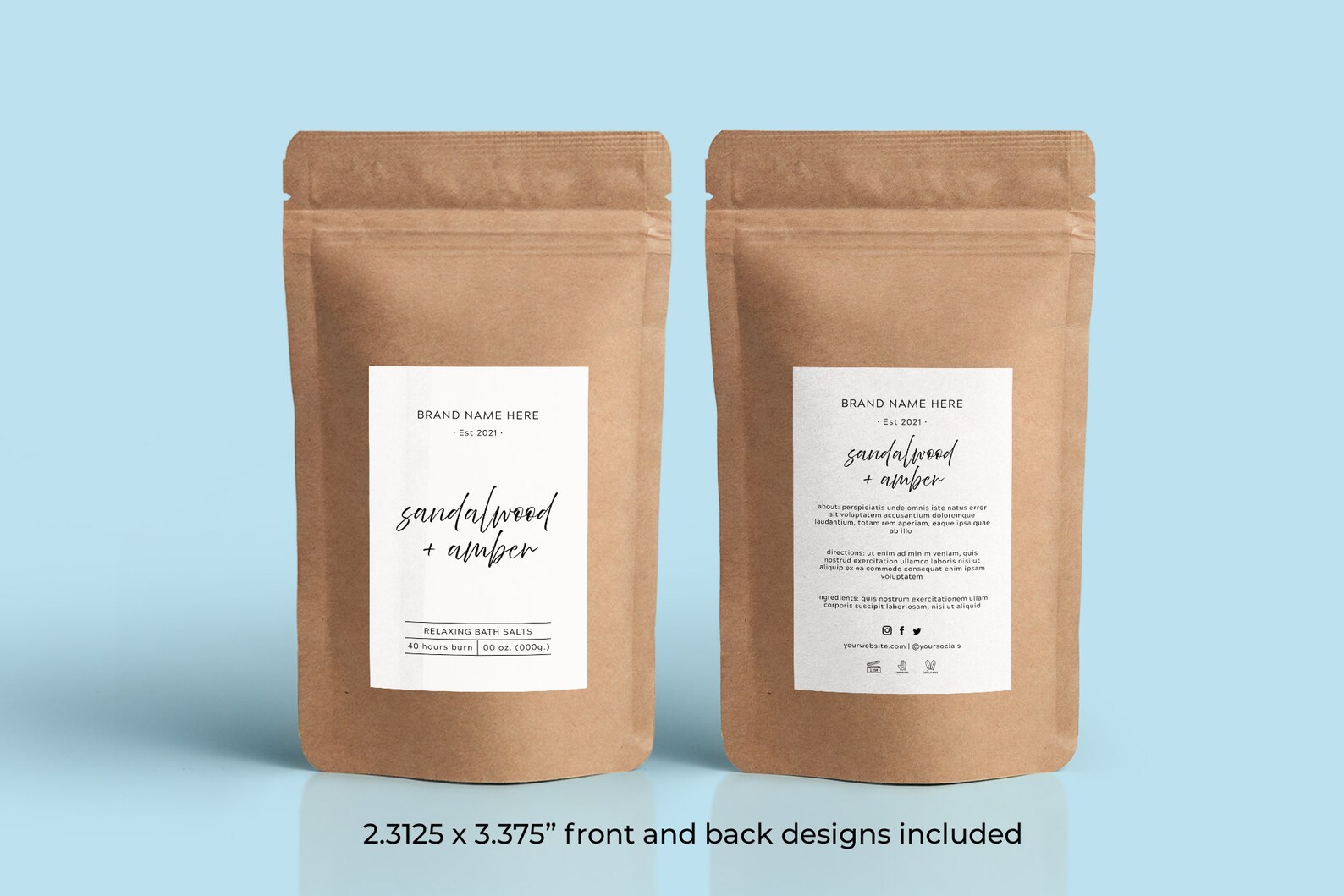 Stand up Pouch Label Template Printable Tea or Coffee Pouch - Etsy