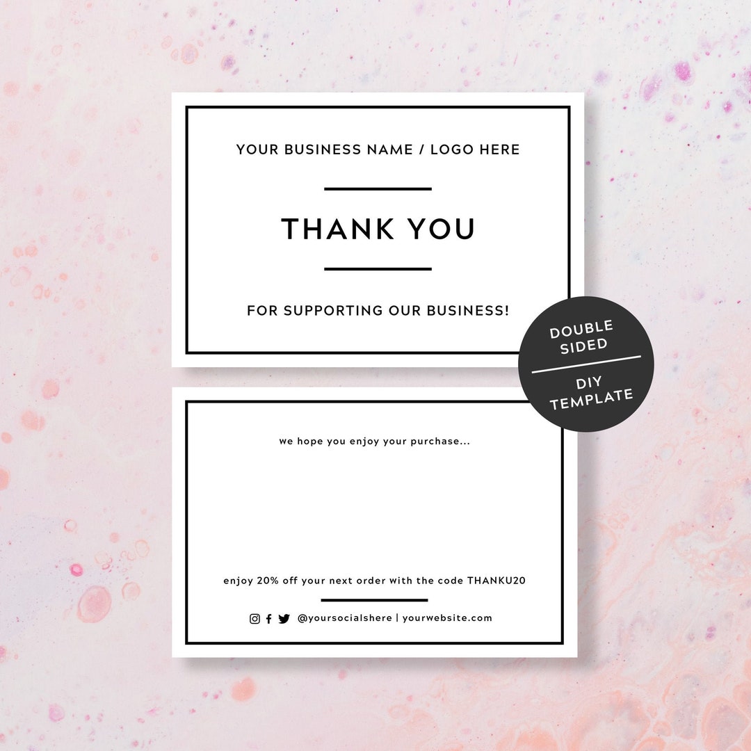 Thank You for Ordering Card Template, Printable Thank You for Your ...