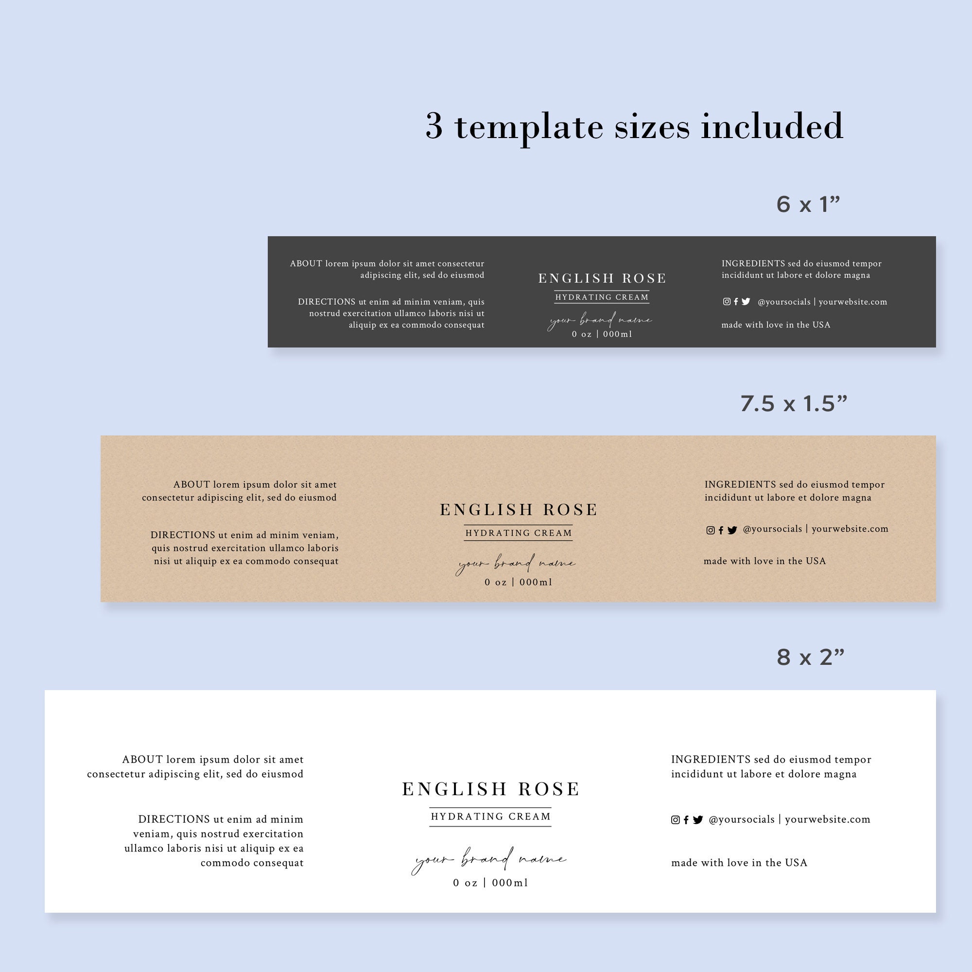 Body Product Labels Template Printable Wrap Around Jar Label - Etsy UK