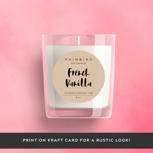 Round Candle Label Template, Printable Circle Candle Label, Editable ...