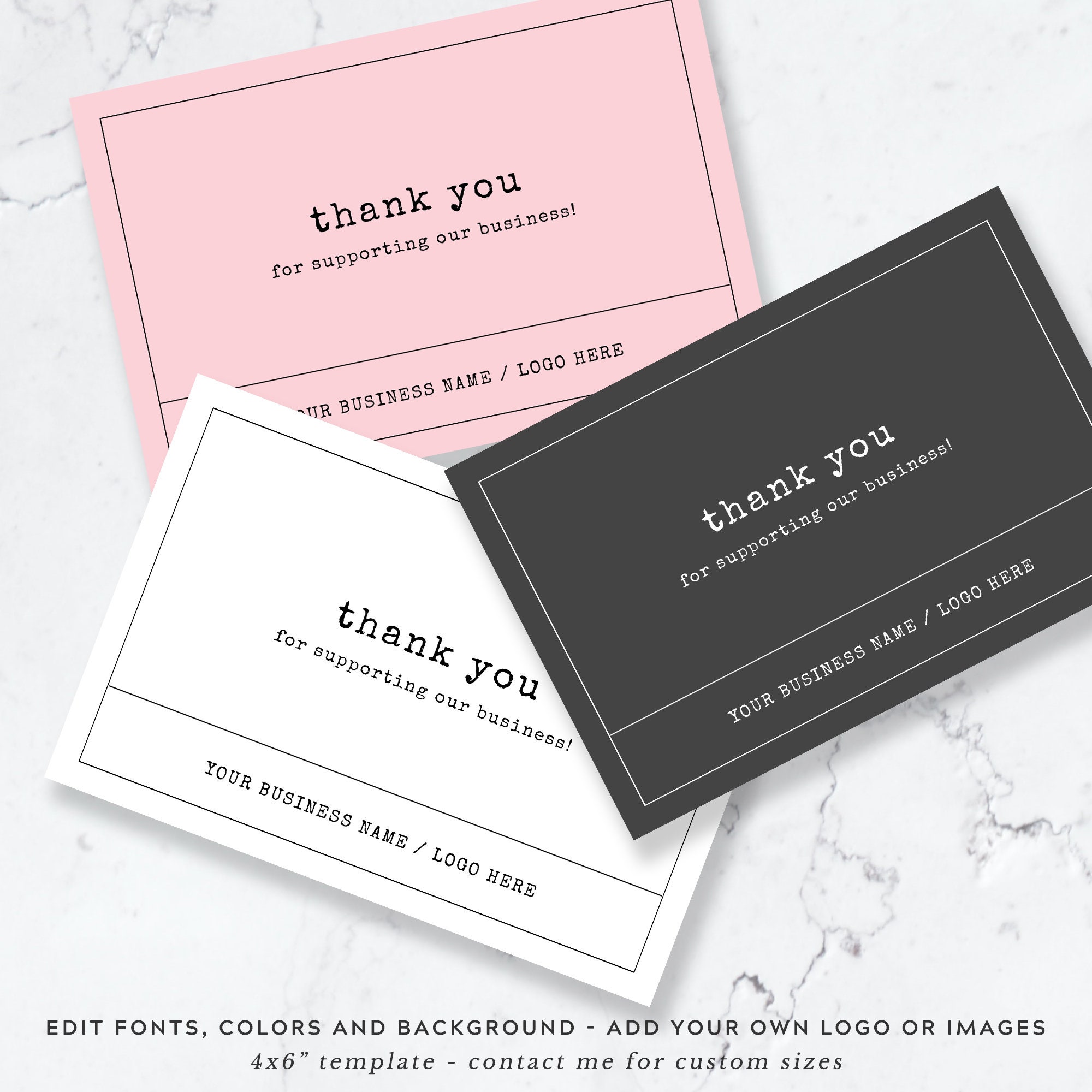 Thank You for Your Order Cards Template Thank You for | Etsy