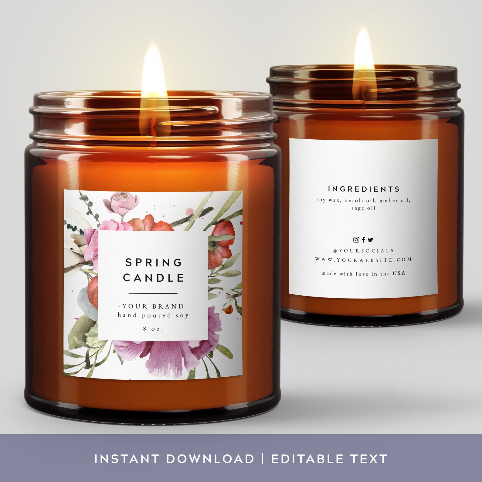 Spring Candle Labels Template Printable Floral Handmade Soy - Etsy